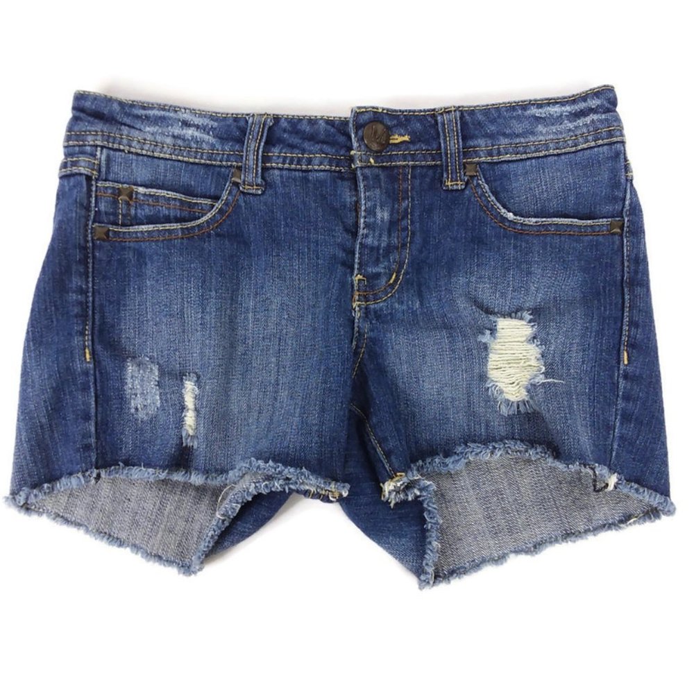 Miley Cyrus Max Azeria Cut Off Blue Jean Shorts 7 - Gem